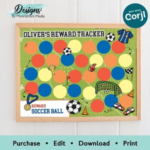 Printable Soccer Reward & Chore Chart for Kids | Daily Task Tracker ...
