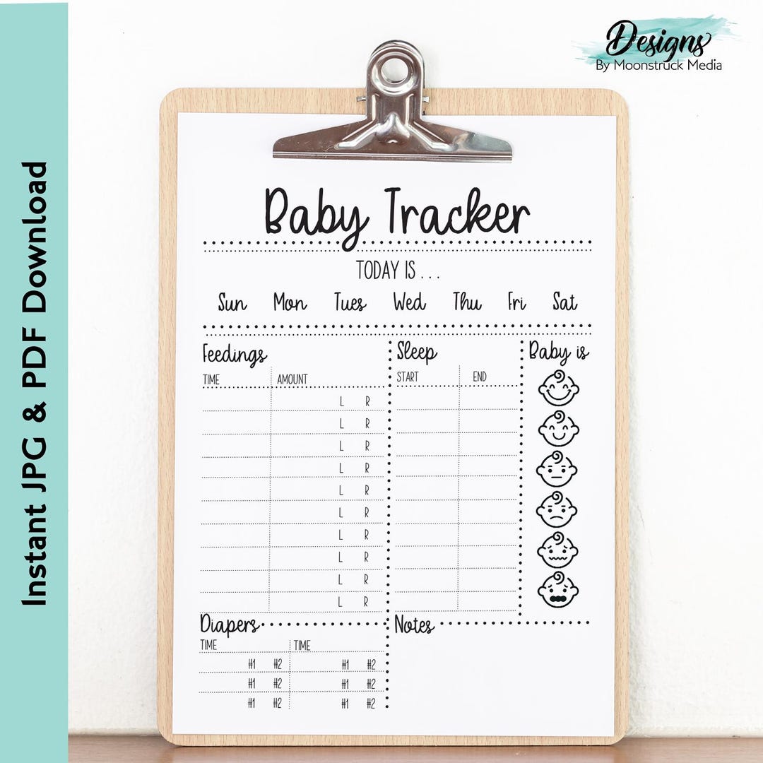 Baby Feeding and Sleep Tracker Printable | Breastfeeding and Diaper Log ...