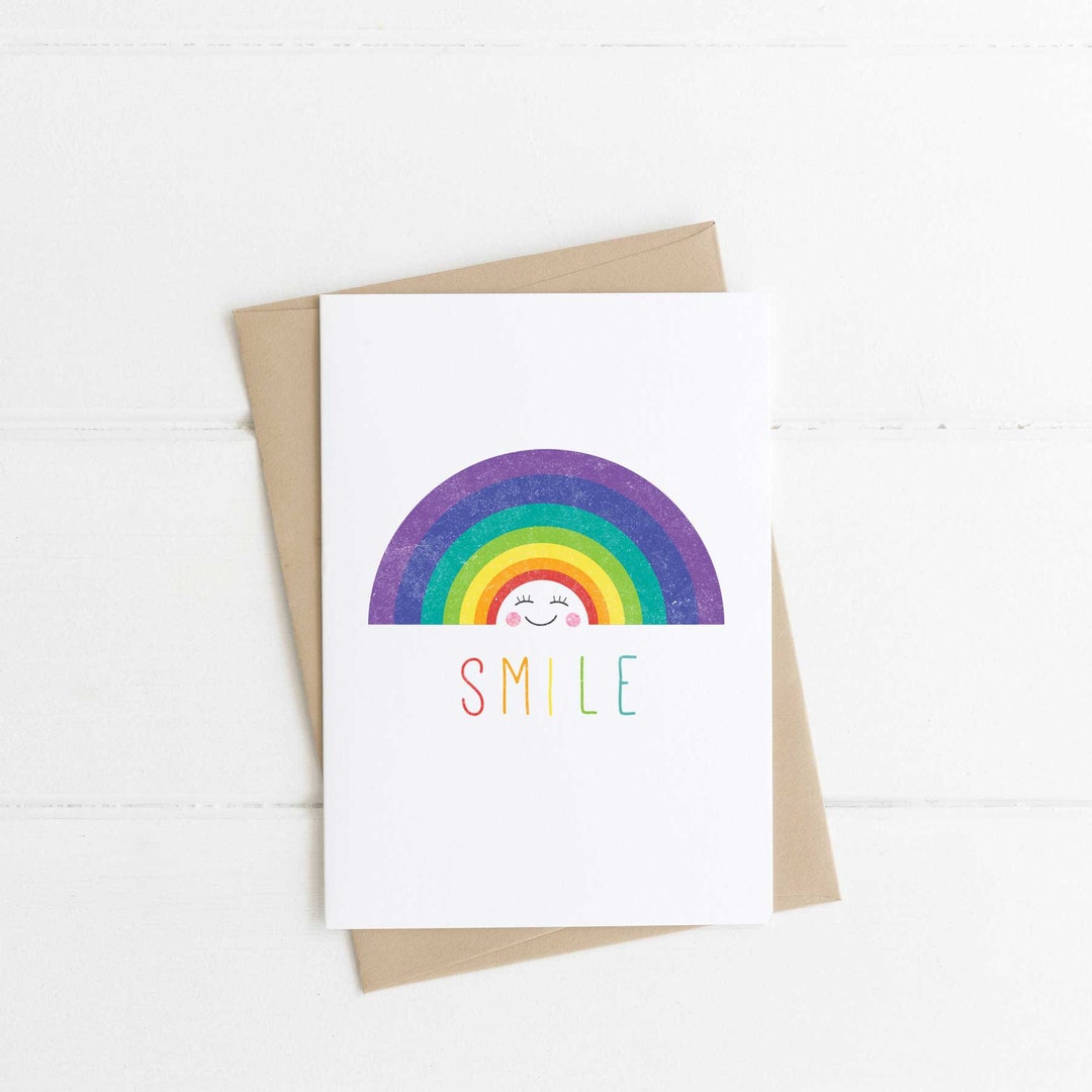 Rainbow Greeting Card, Rainbow Card, Smile Card, Hello Card, Blank Card ...