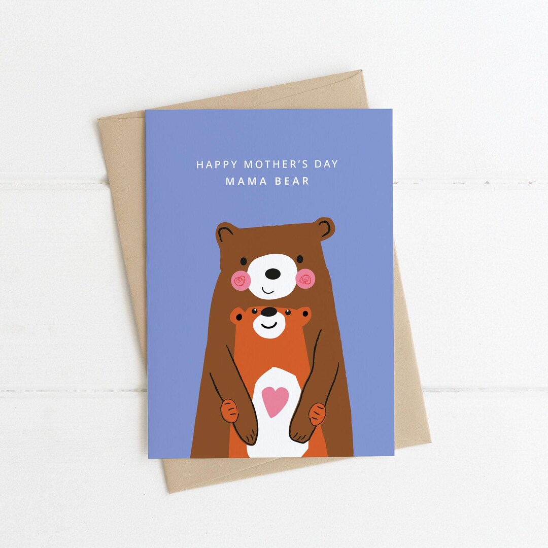 Mama Bear Mother's Day Card, Cute Bear Hug, Recycled A6 Card - Etsy