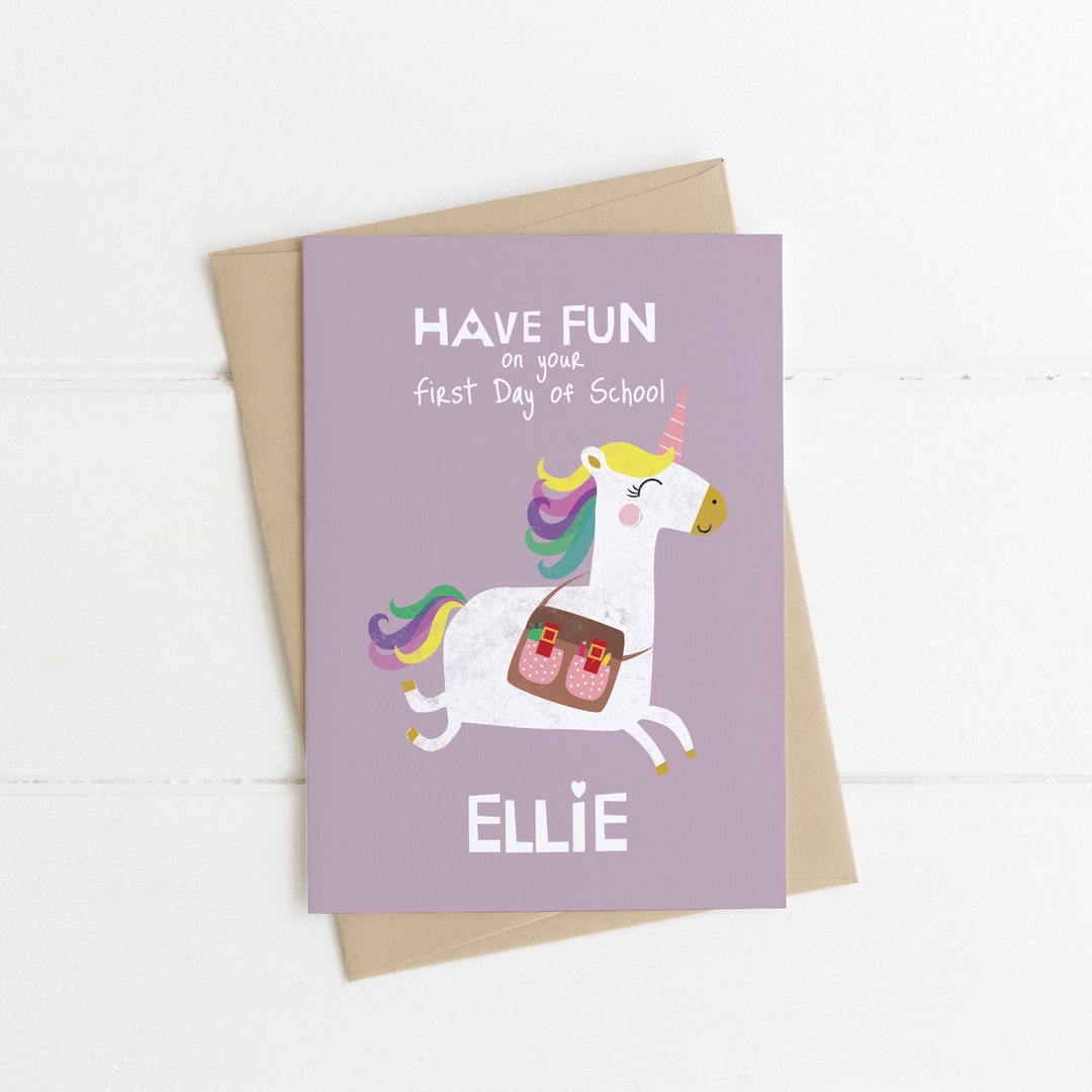 First Day of School Card - Unicorn - Etsy