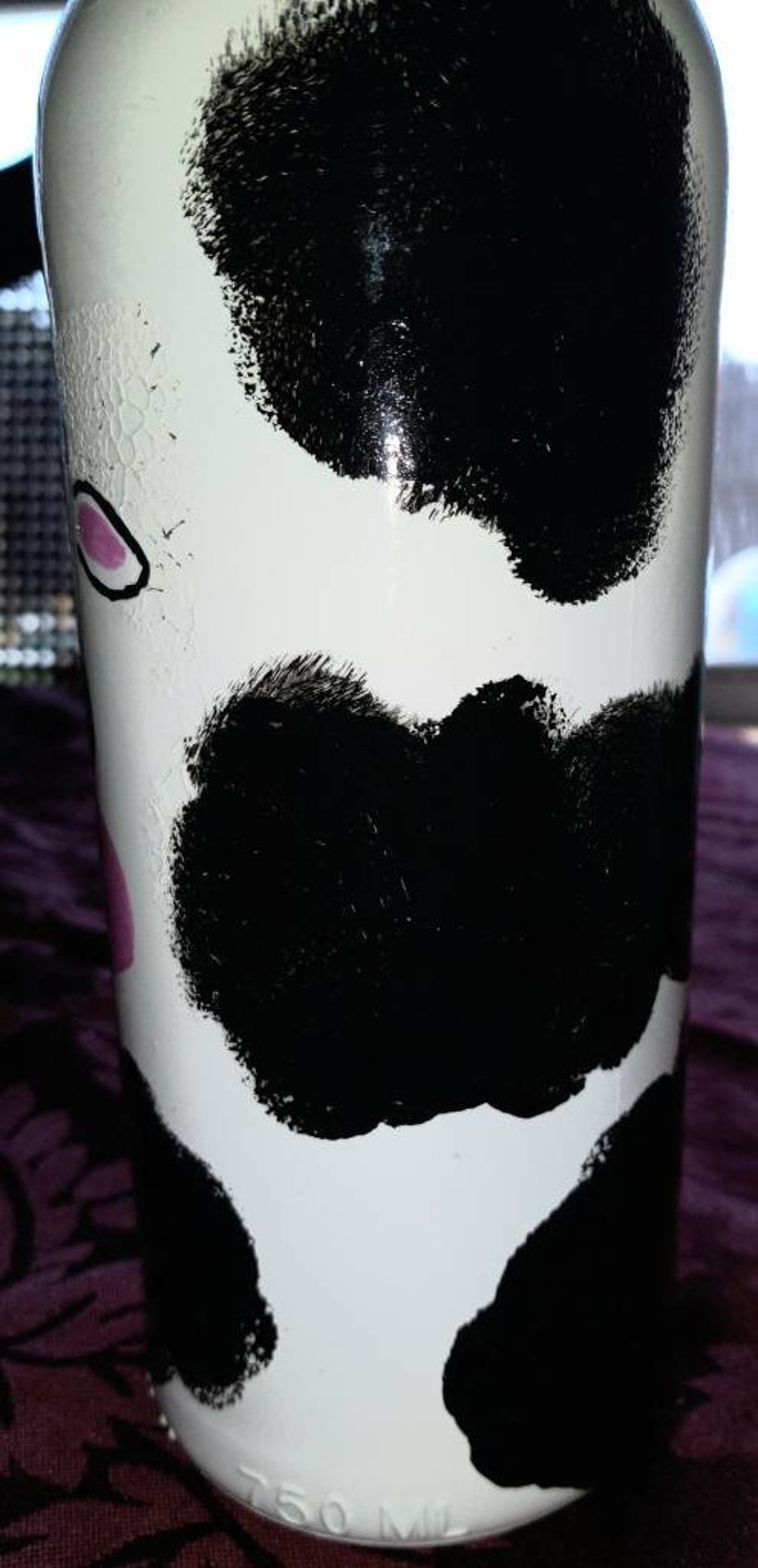Cute Cow Glass Bottle Art - Etsy