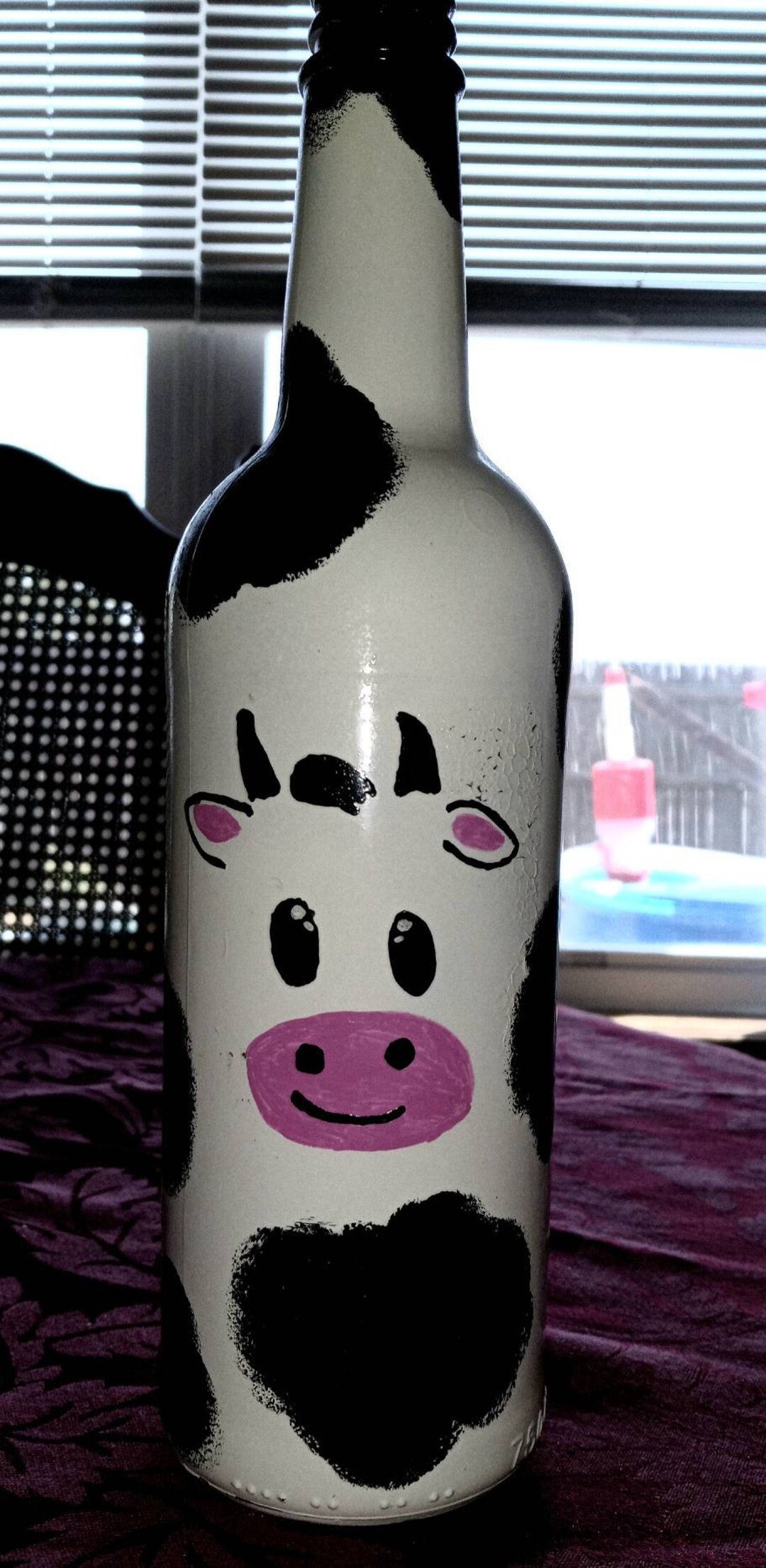 Cute Cow Glass Bottle Art - Etsy