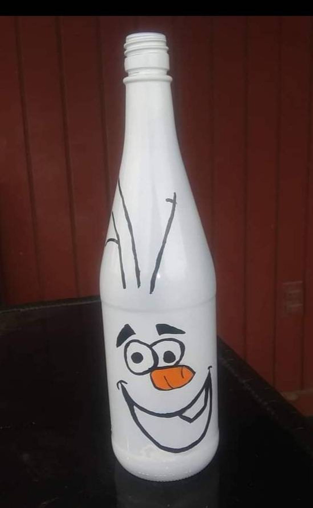 Frozen's Olaf Painted Glass Bottle - Etsy
