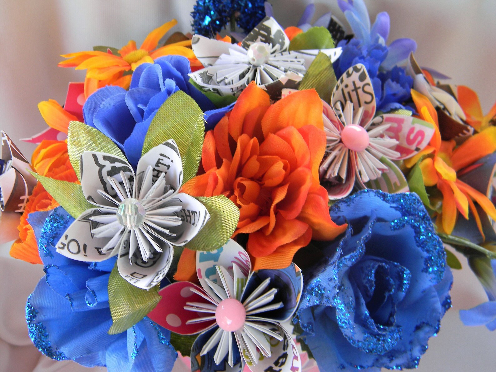 Cheerleading Paper Flower Silk Floral Arrangement Centerpiece Spirit ...