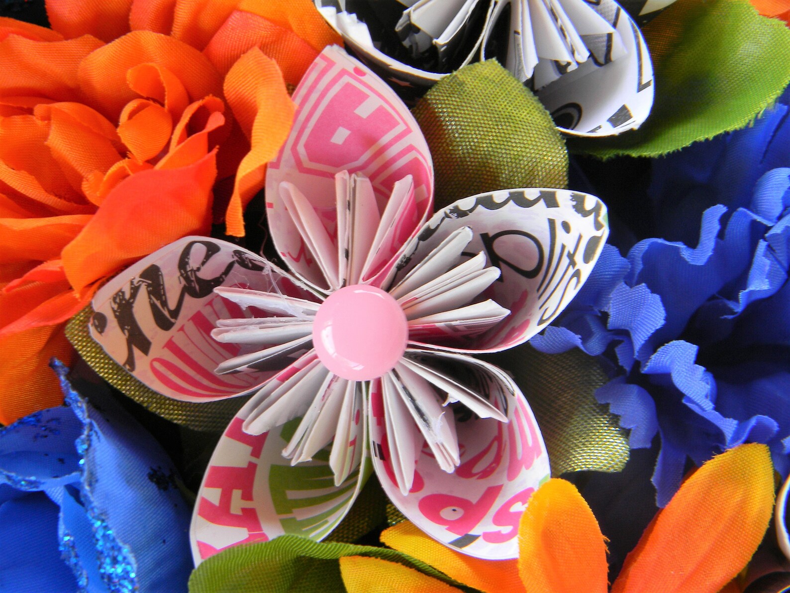 Cheerleading Paper Flower Silk Floral Arrangement Centerpiece Spirit ...
