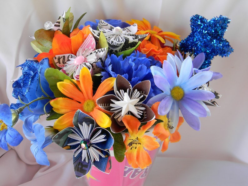 Cheerleading Paper Flower Silk Floral Arrangement Centerpiece Spirit ...