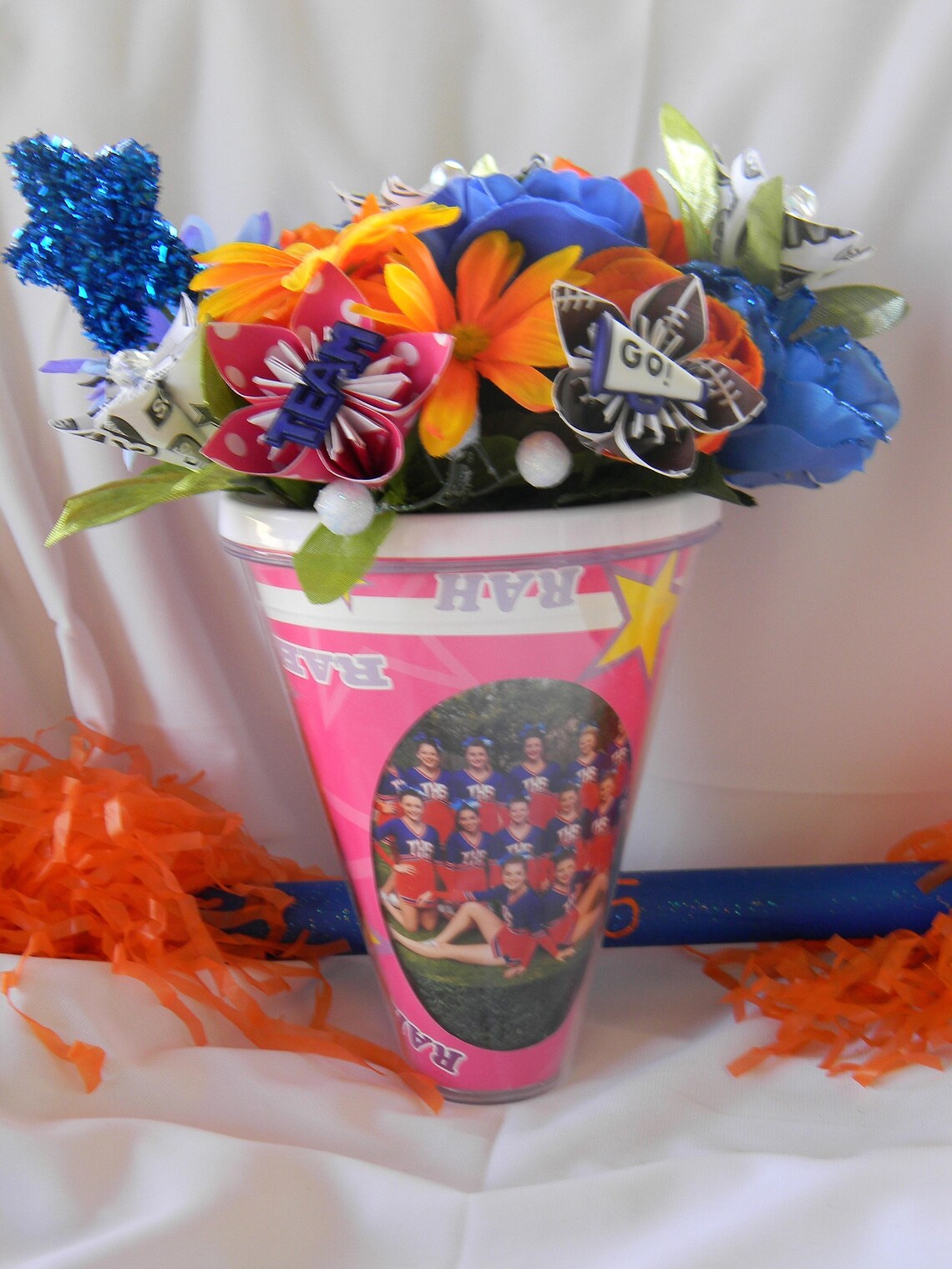 Cheerleading Paper Flower Silk Floral Arrangement Centerpiece Spirit ...