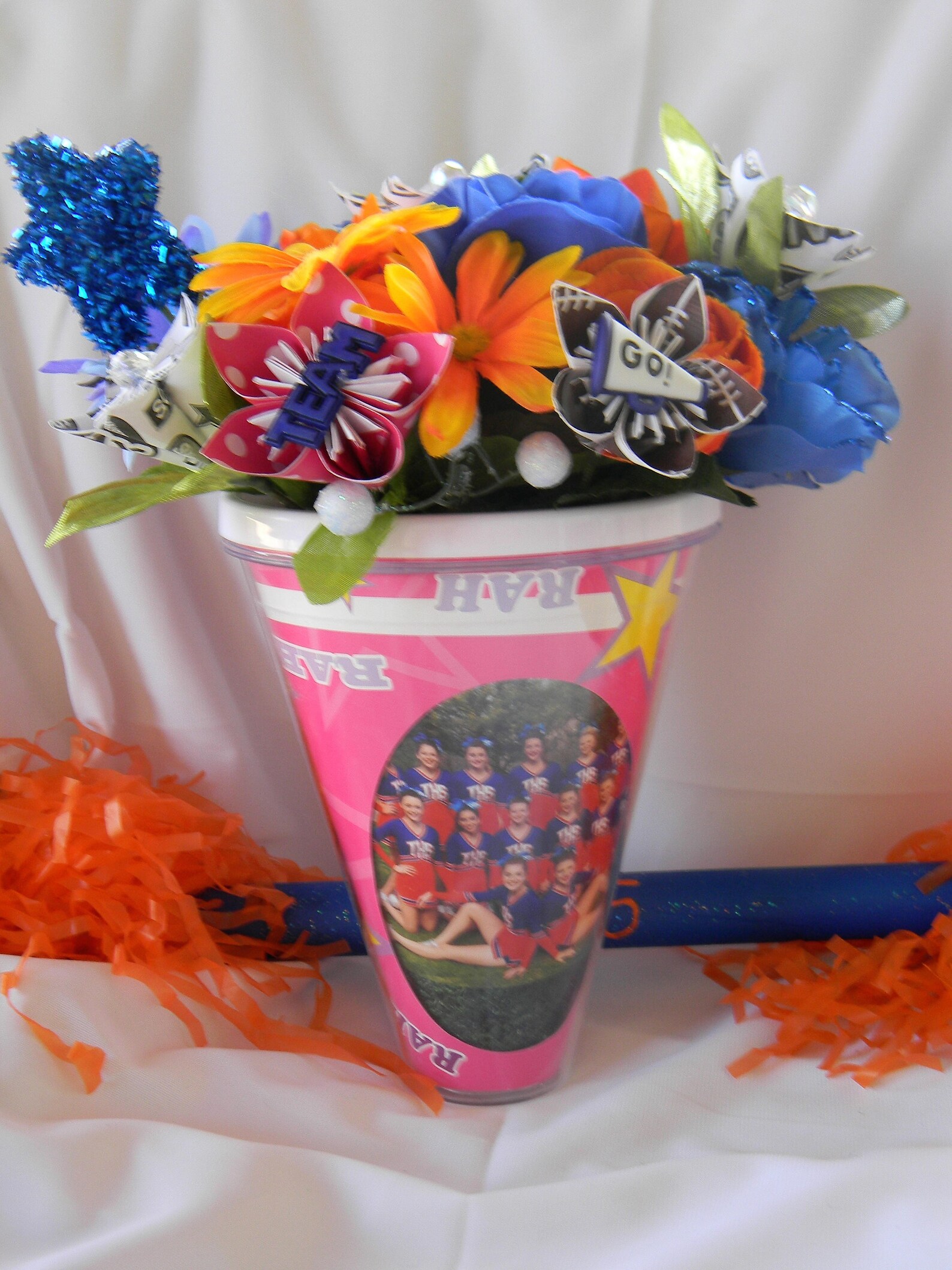 Cheerleading Paper Flower Silk Floral Arrangement Centerpiece Spirit ...