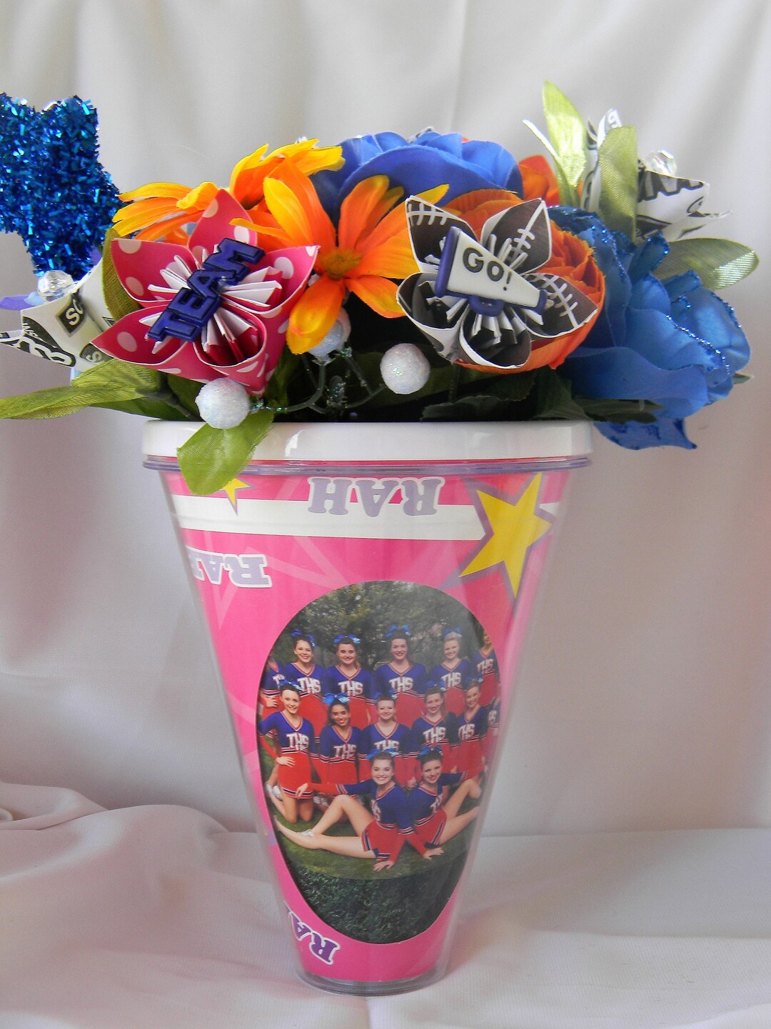 Cheerleading Paper Flower Silk Floral Arrangement Centerpiece Spirit ...
