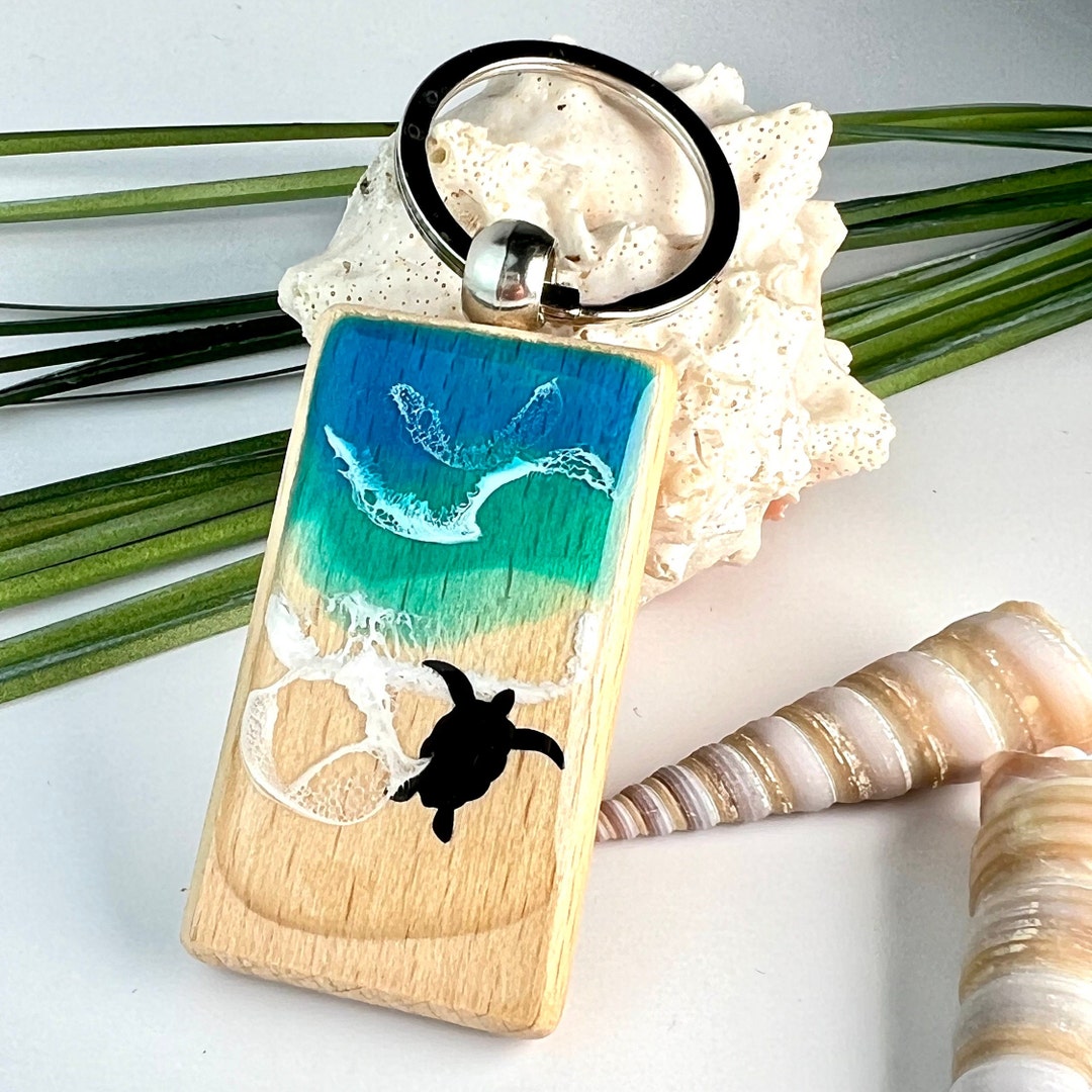 Handmade Keychain Made of Wood & Stainless Steel, Maritime Design With ...