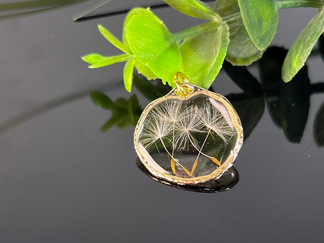 Dandelion Pendant Gold-colored With Real Dandelion Seeds, Resin, 24K ...