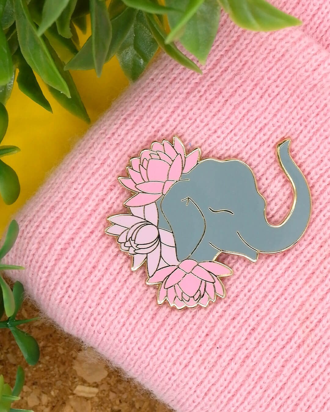 Indian Elephant Enamel Pin: Gold-plated Lotus Flower Lapel Pin - Etsy