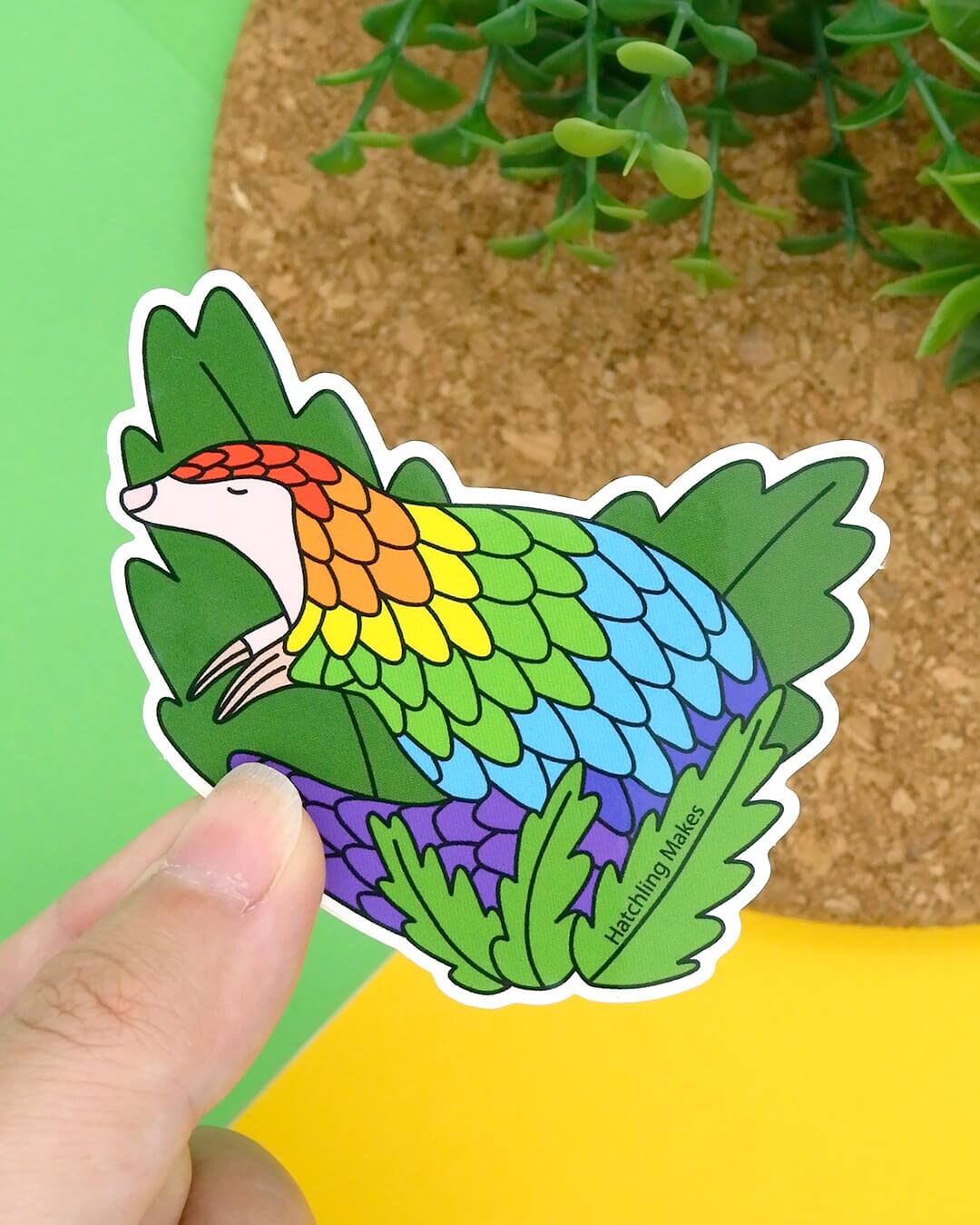 Rainbow Pangolin Die Cut Vinyl Waterproof Sticker. Subtle LGBTQ Laptop ...