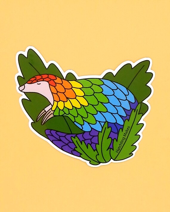 Rainbow Pangolin Die Cut Vinyl Waterproof Sticker. Subtle - Etsy