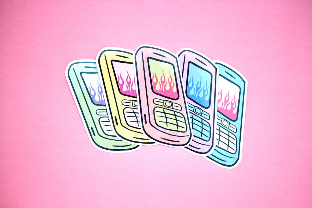 Holographic Y2K Retro Nokia Style Phone / Cell Phone - Decal Stickers ...