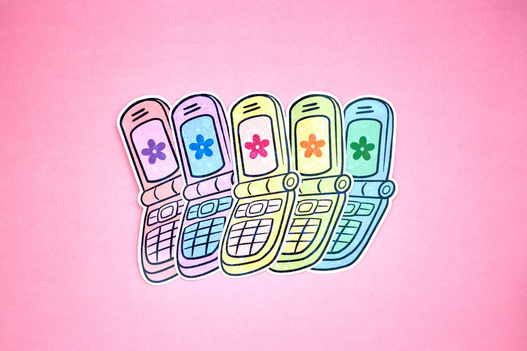Holographic Y2K Retro Flip Phone / Cell Phone - Decal Stickers ...