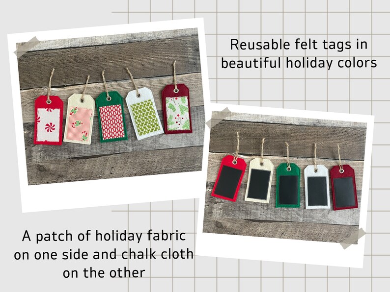 Christmas Gift Tags for Easy Presents Eco-friendly Gift Wrap Wipe-clean ...