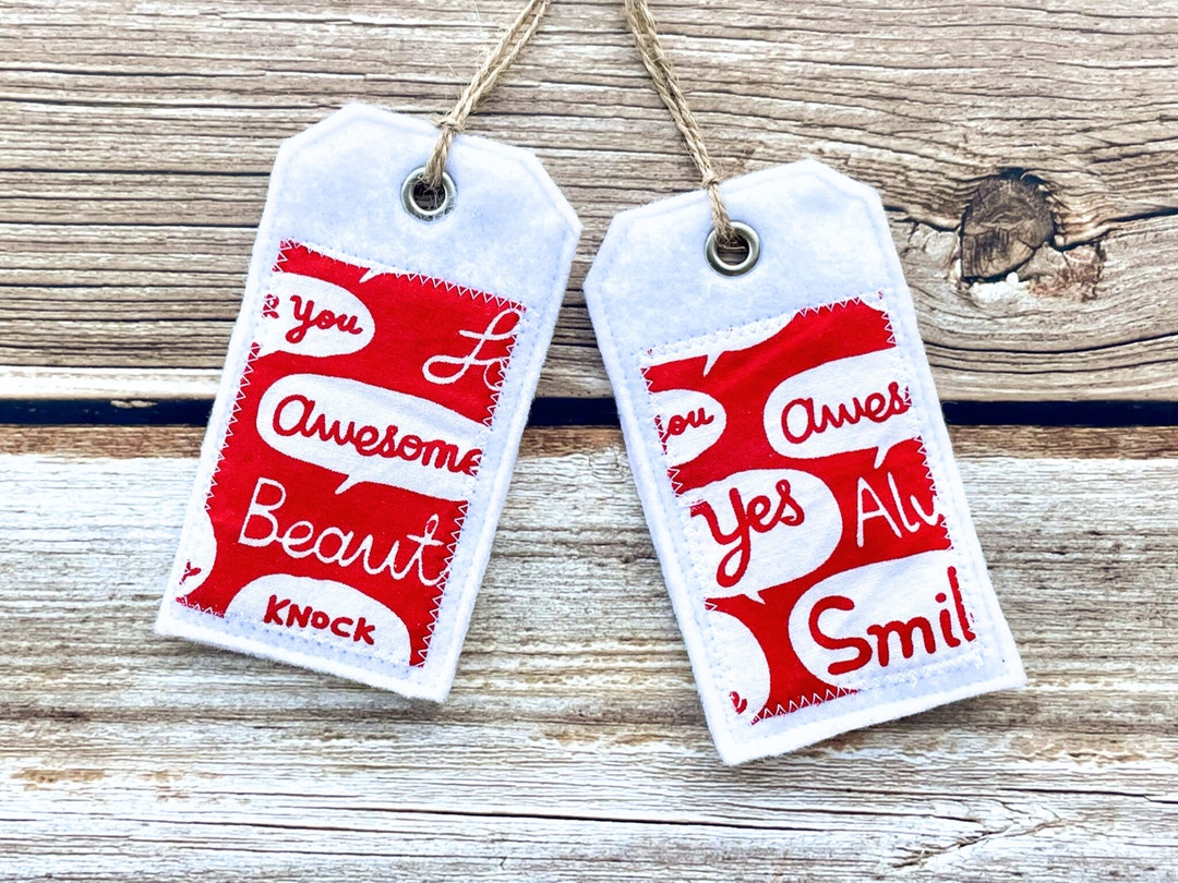 Reusable Gift Tag Sustainable Gift Wrapping Fabric and Felt Wipe Clean ...
