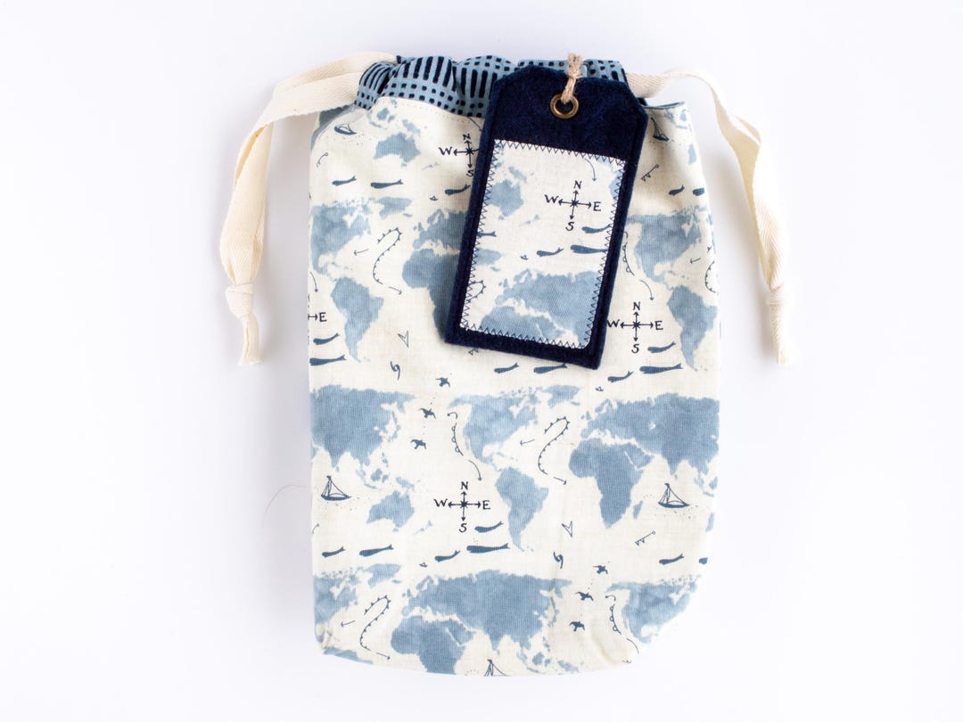 Sea + Sky Reversible Fabric Gift Bag and Reusable Gift Tag Set | Finney ...
