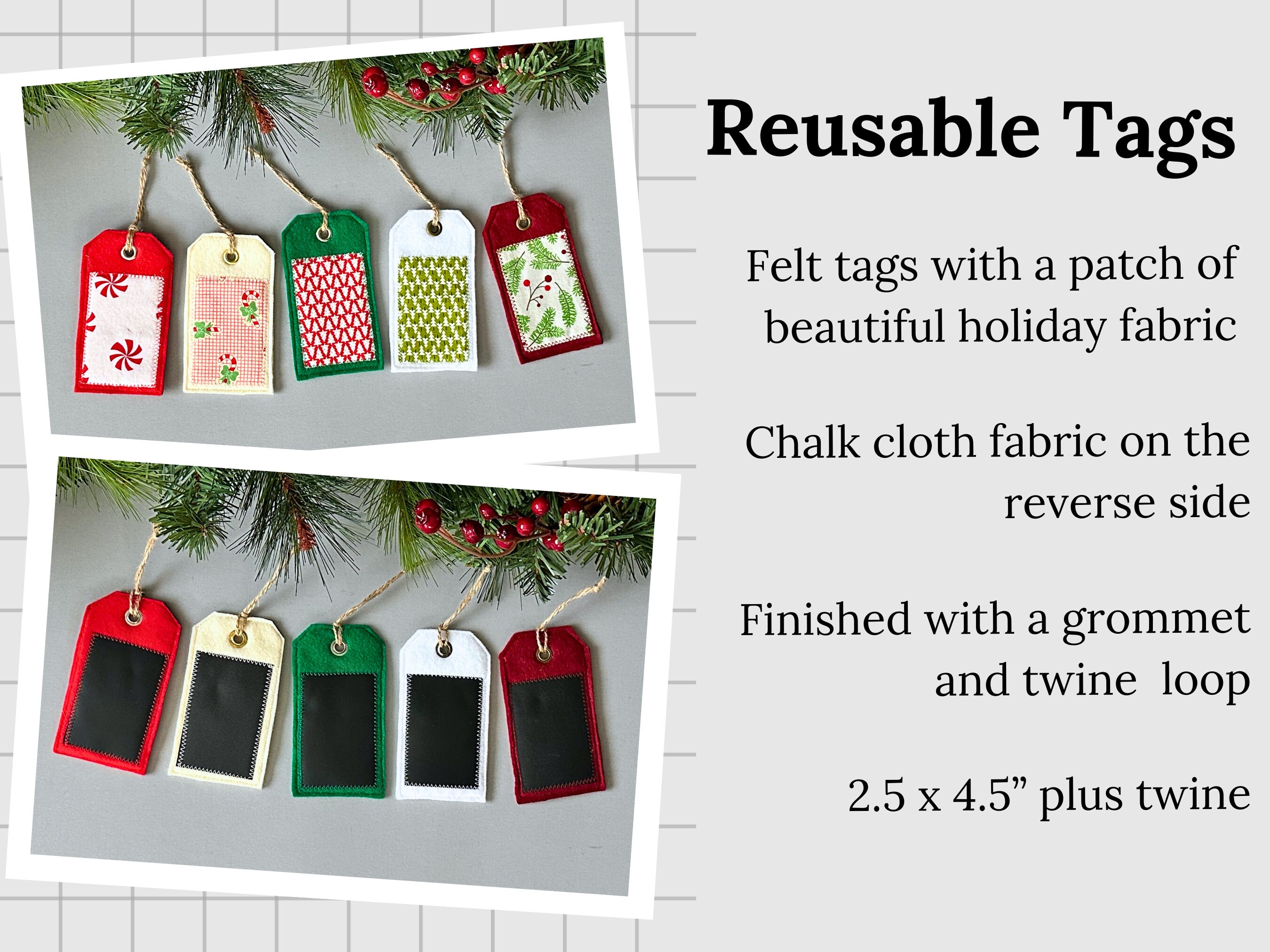 Christmas Gift Tags for Easy Presents Eco-friendly Gift Wrap Wipe-clean ...