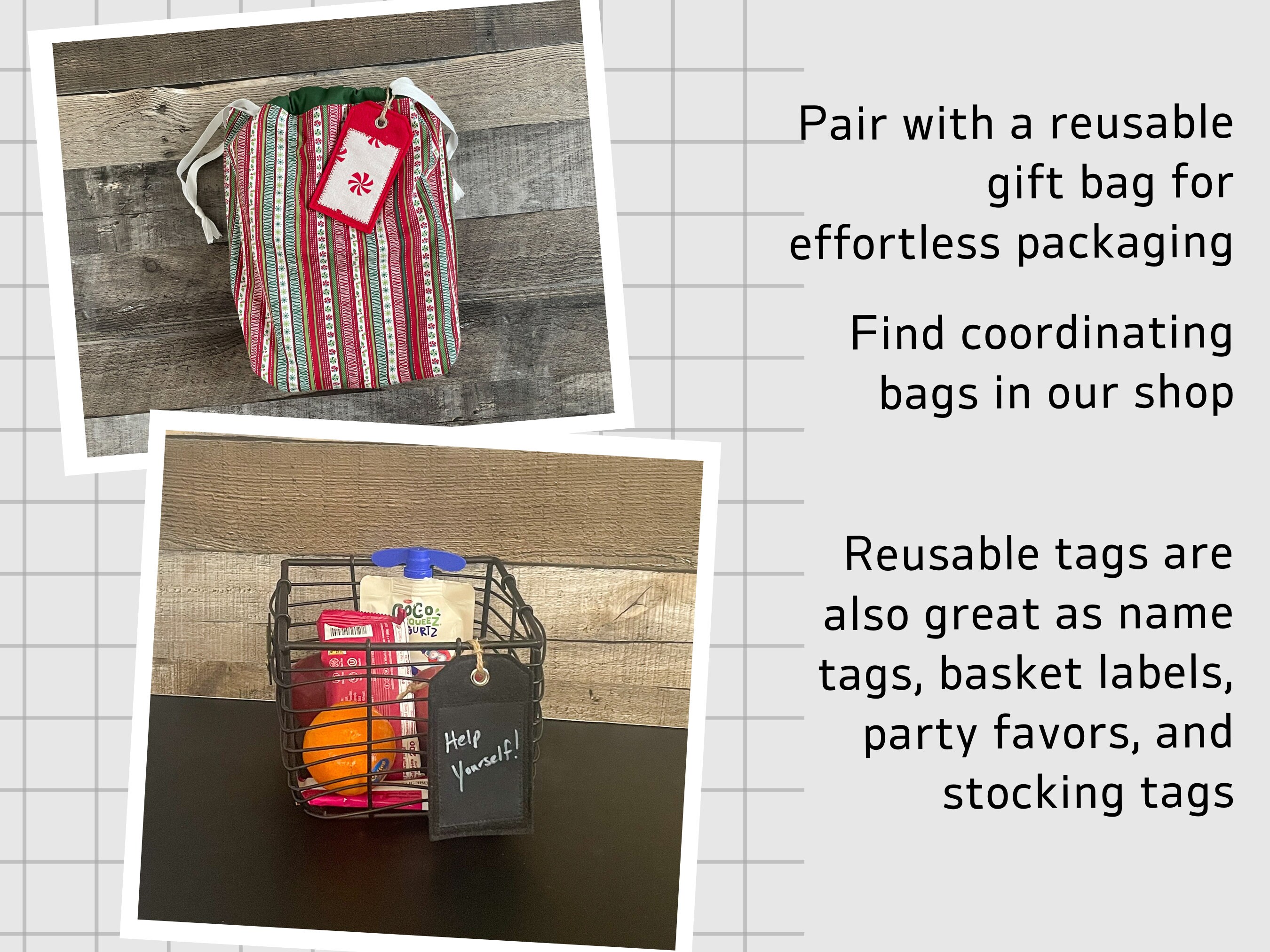 Christmas Gift Tags for Easy Presents Eco-friendly Gift Wrap Wipe-clean ...