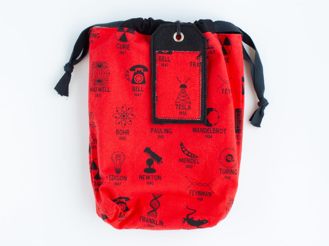 Inventors and Inventions + Flecked Black Linen Fabric Gift Bags and ...