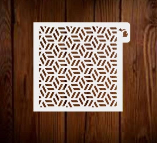 Geometric Cubes Stencil Background - Etsy