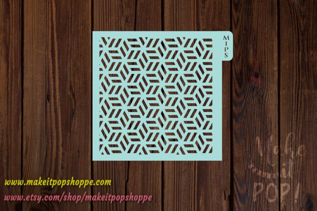 Geometric Cubes Stencil Background - Etsy