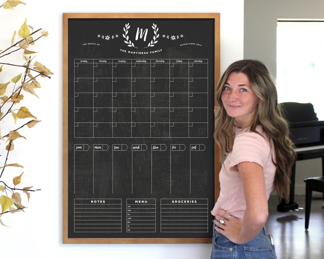 2025 Weekly / Monthly Calendar, Chalkboard Calendar, Dry Erase Family ...