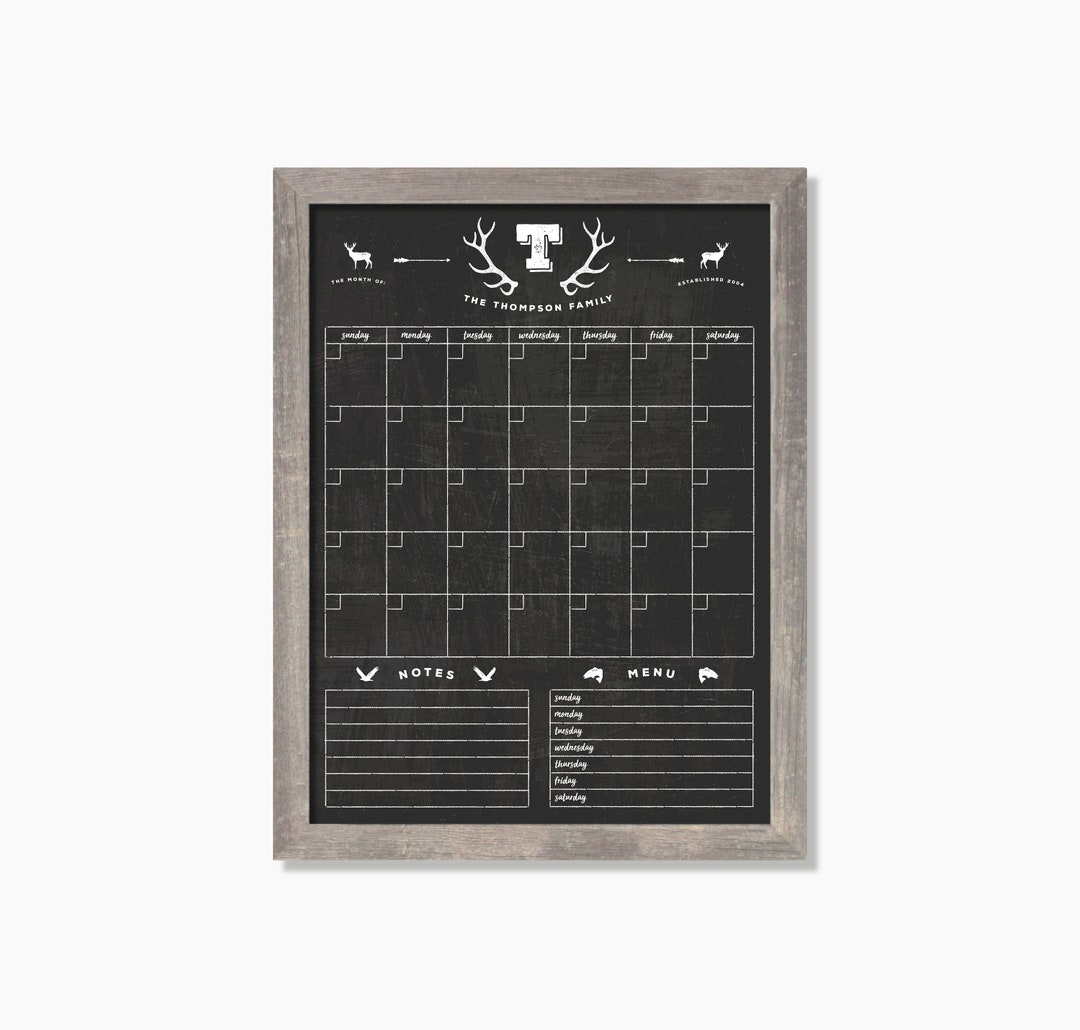 Cabin Style Calendar W/ Antlers & Deer or Bull Horns and Cows Family ...