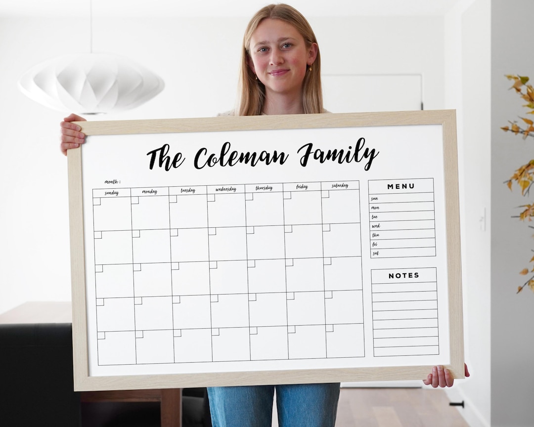 Large Personalized Calendar, Custom Family Name Calendar , Dry-erase ...