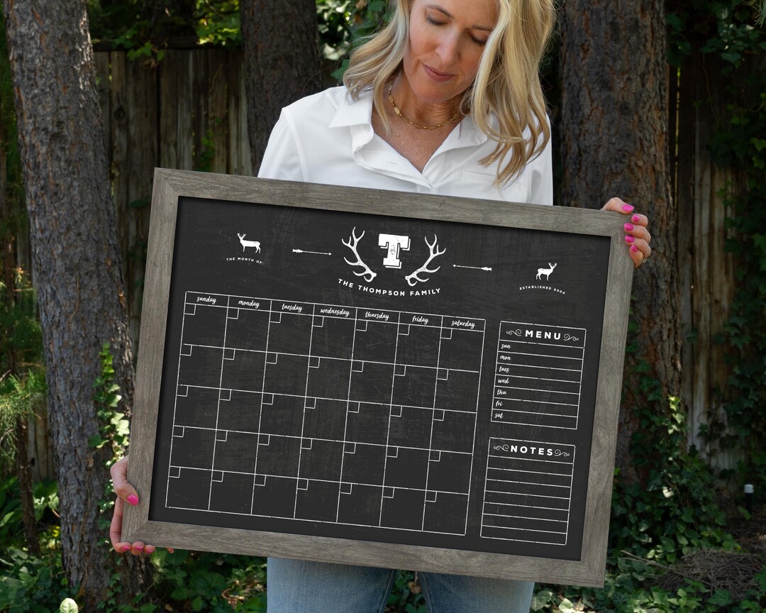 Cabin Style Calendar 18x24 W/ Antlers & Deer | Family Calendar ...