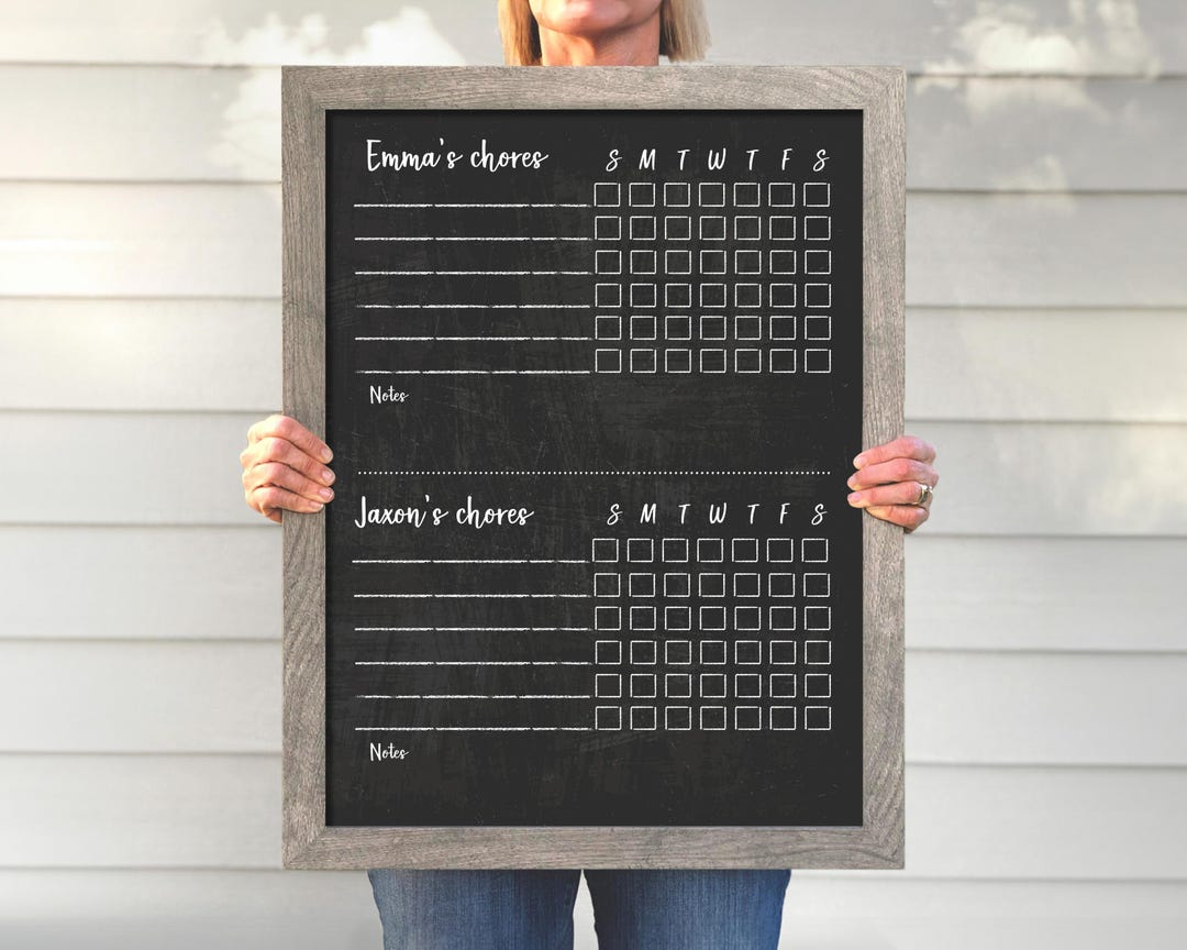 24 X 18 Chore Chart Chalkboard | Dry Erase Chore Chart | Framed Chore ...