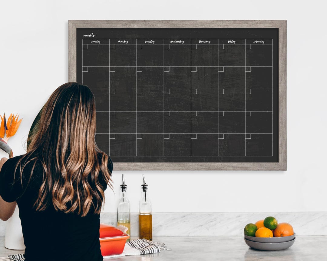 Large Reusable Chalkboard Calendar | 24x36 Size | Magnetic Option ...