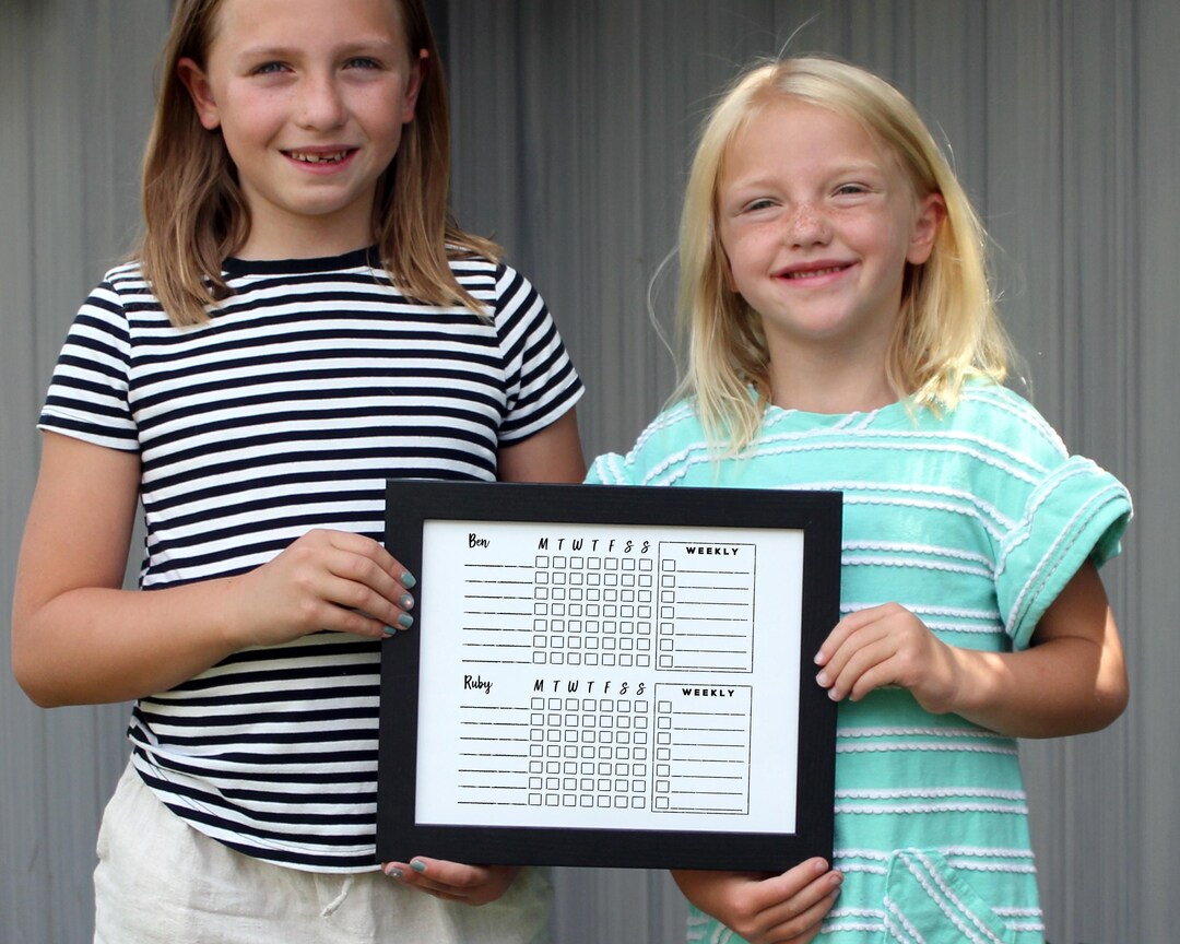 Whiteboard Chore Chart SMALL - Dry Erase Chore Chart - Framed Chore ...