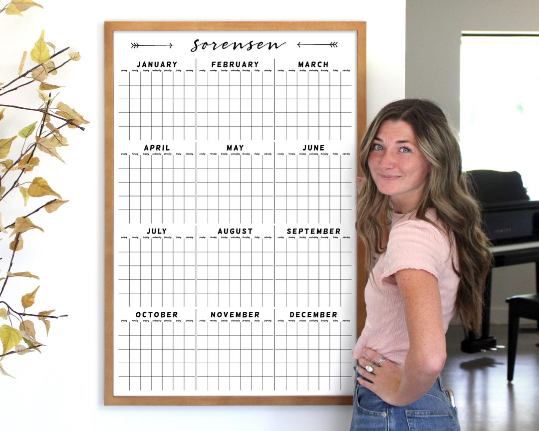 Yearly Calendar Annual Calendar FULL YEAR Calendar LARGE Whiteboard ...