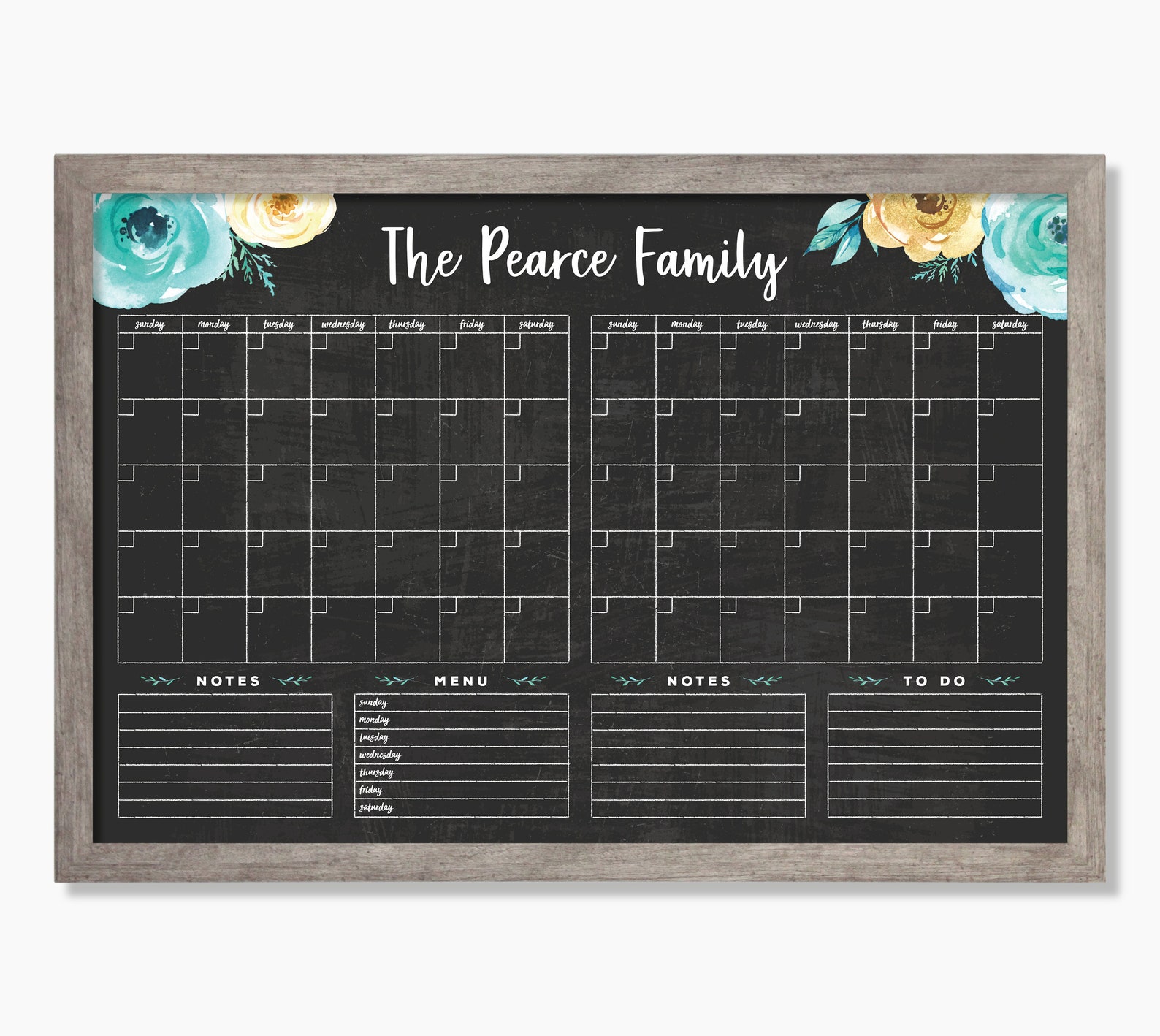 Command Center LARGE Watercolor Calendar Dry Erase Calendar | Etsy