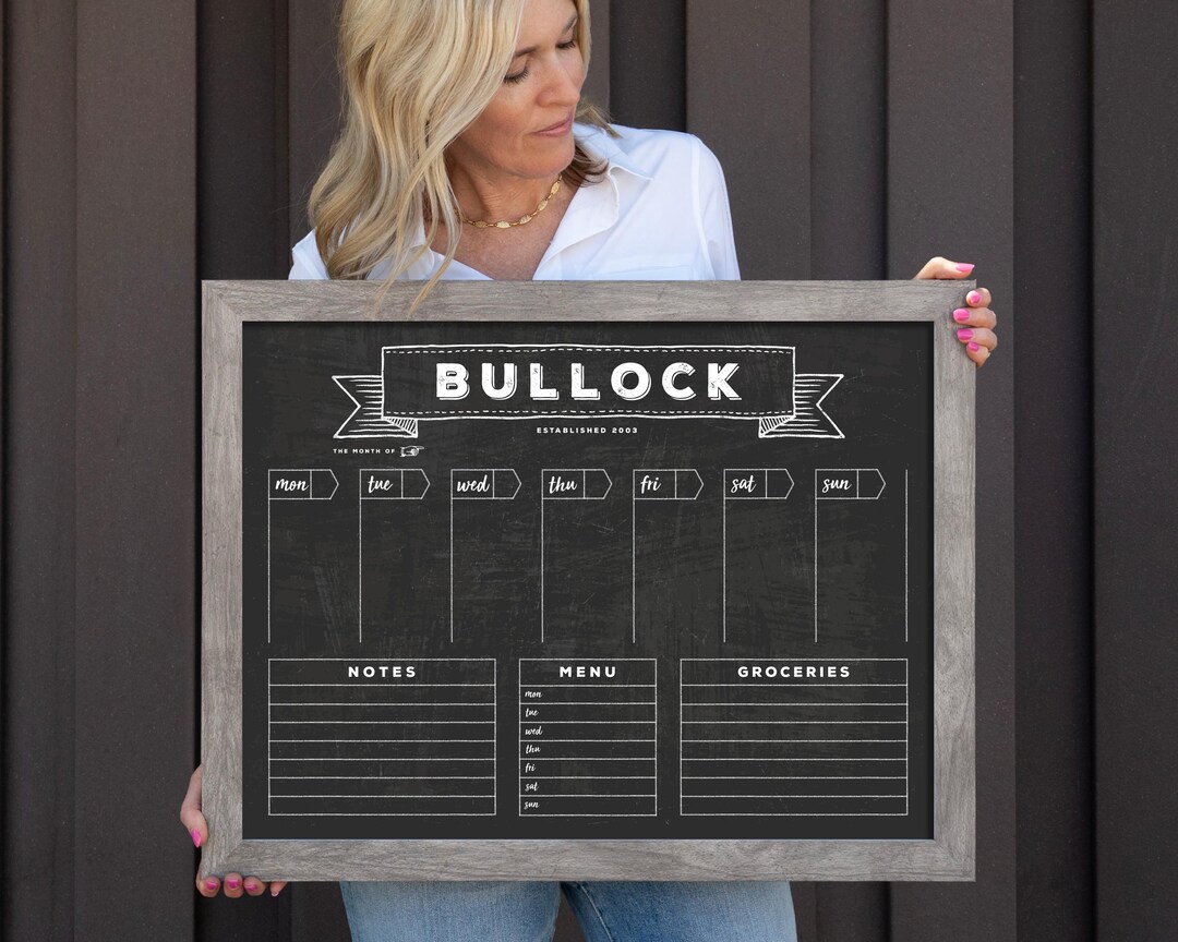 Family Dry Erase Chalkboard Calendar, Landscape | 24" X 18" Grease ...