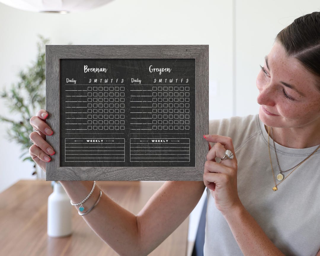 Chalkboard Chore Chart SMALL - Dry Erase Chore Chart - Framed Chore ...