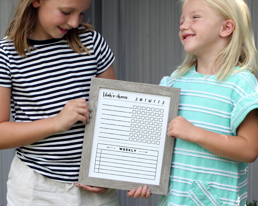 Whiteboard Chore Chart SMALL Dry Erase Chore Chart Framed Chore Chart ...