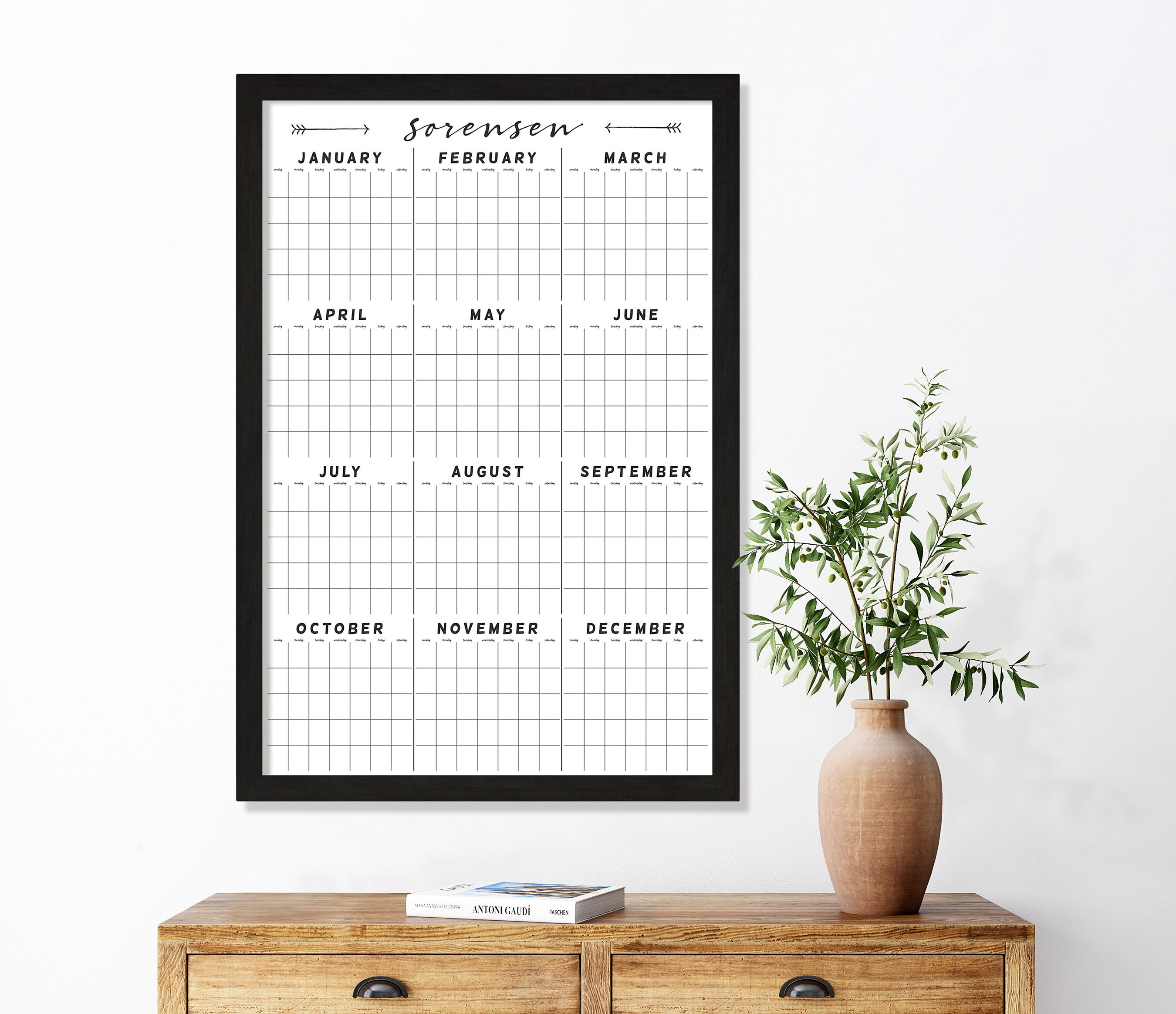 Yearly Calendar Annual Calendar FULL YEAR Calendar LARGE - Etsy