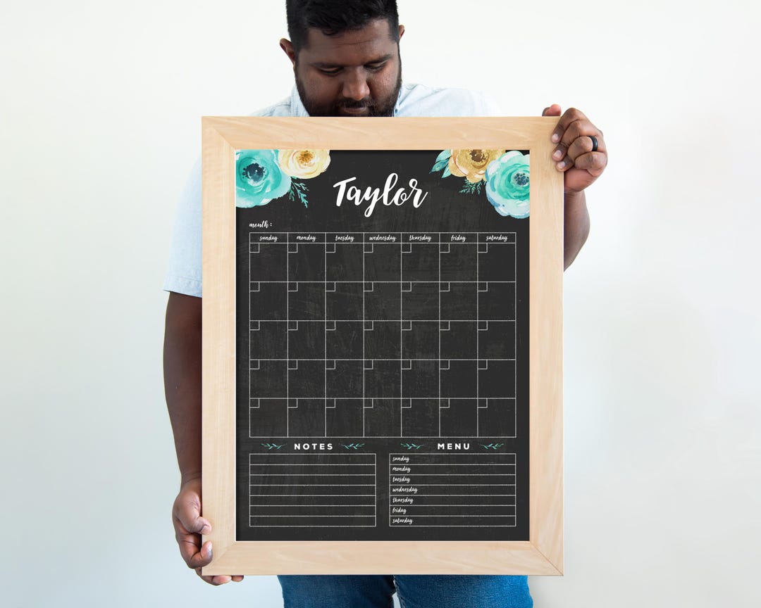 Watercolor Calendar Teal Pranith Blonde! Dry Erase Calendar MEDIUM ...