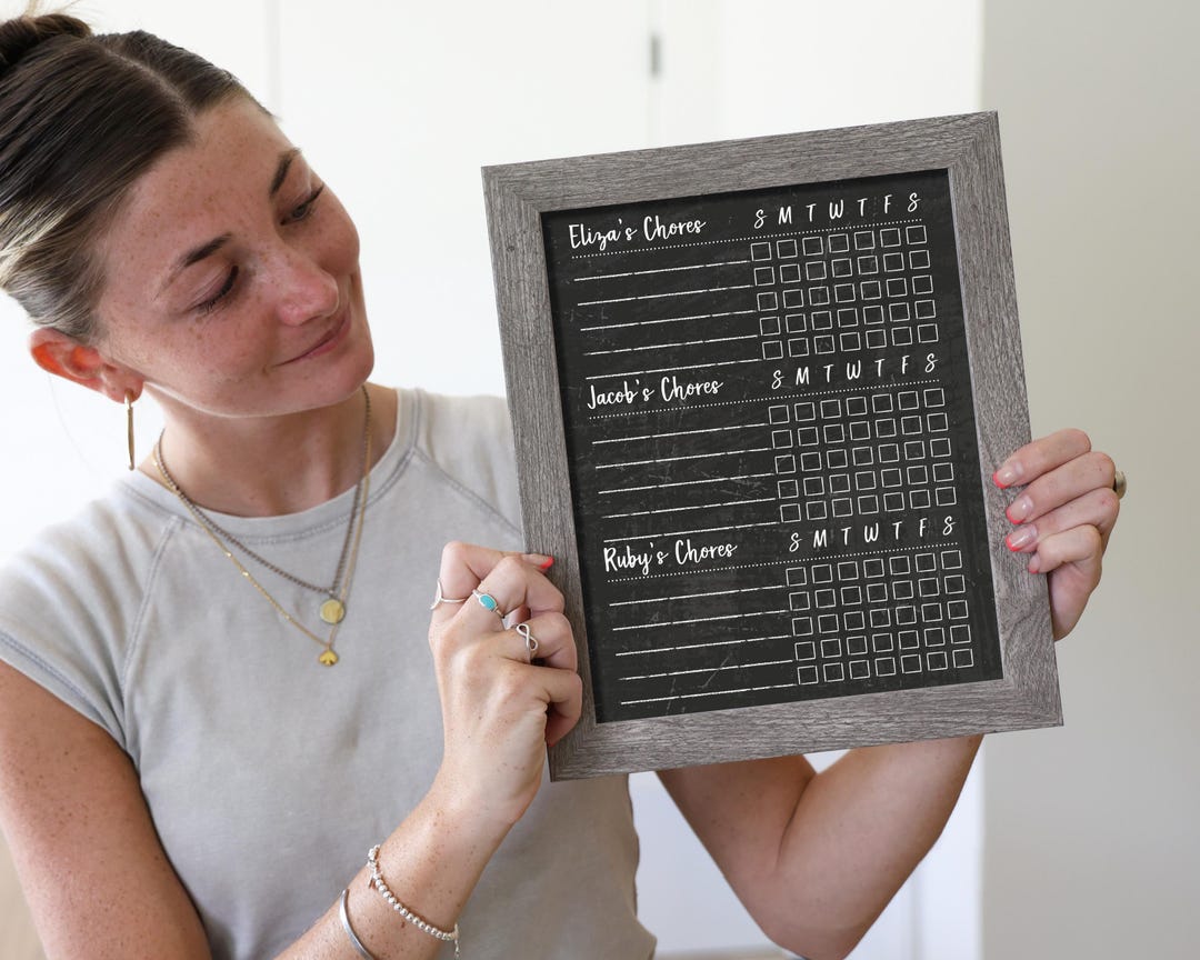 8 X 10 Chalkboard Chore Chart SMALL - Dry Erase Chore Chart - Framed ...