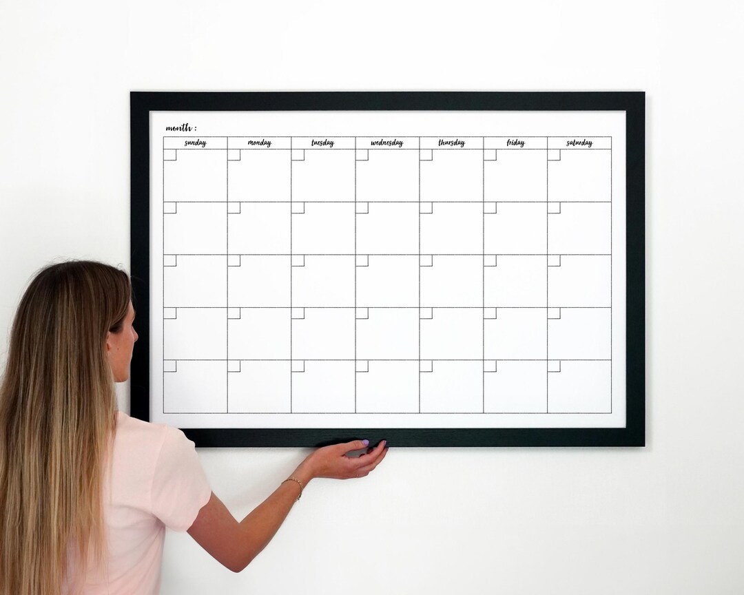 Large Reusable Whiteboard Calendar | 24x36 Size | Magnetic Option ...