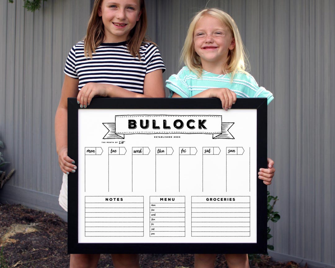 Family Dry Erase Whiteboard Calendar, Landscape | 24" X 18" Grease ...