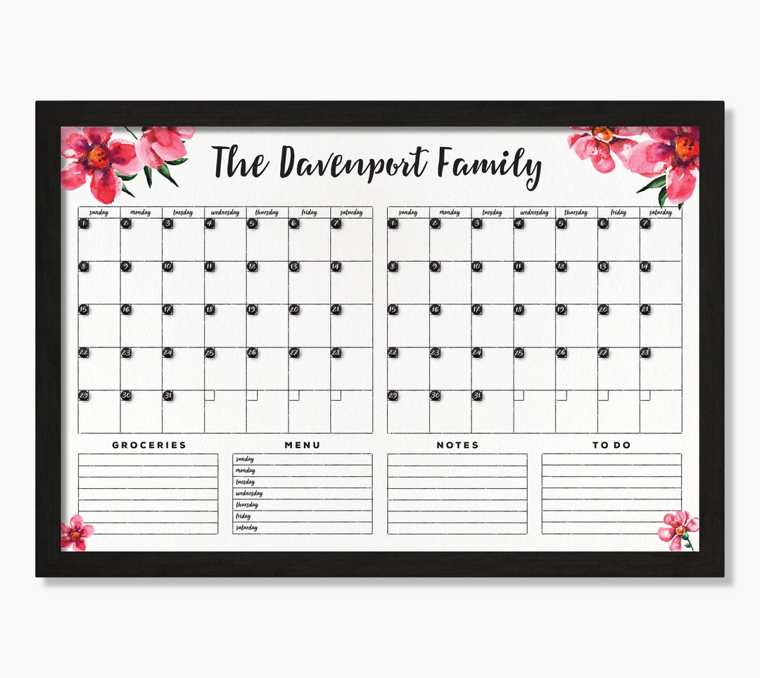 Watercolor Calendar With Poppies, Sunflowers or Oranges | Dry Erase ...