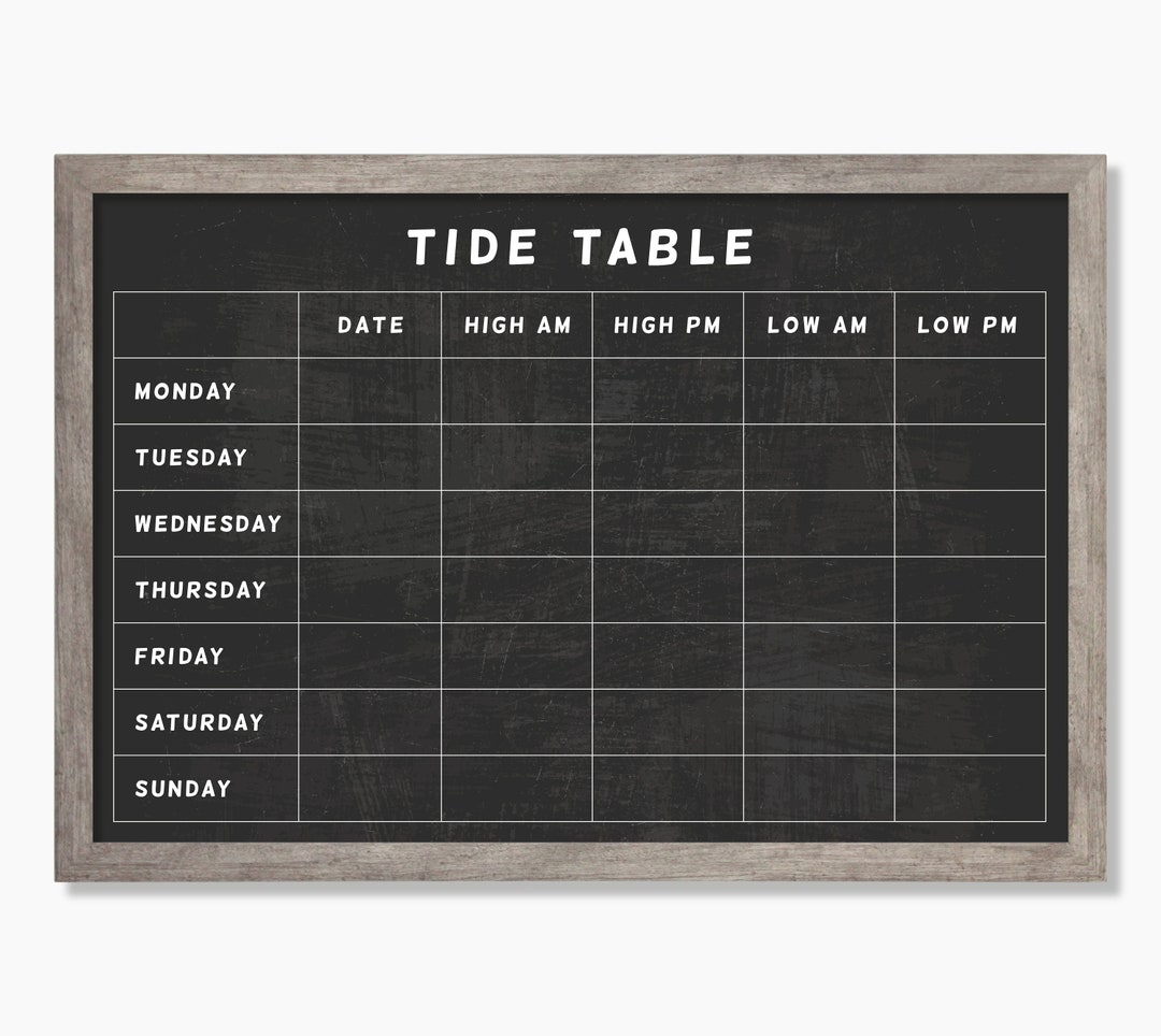 Tide Table Chart LARGE - Chalkboard Tide Table Board #24122 - Etsy