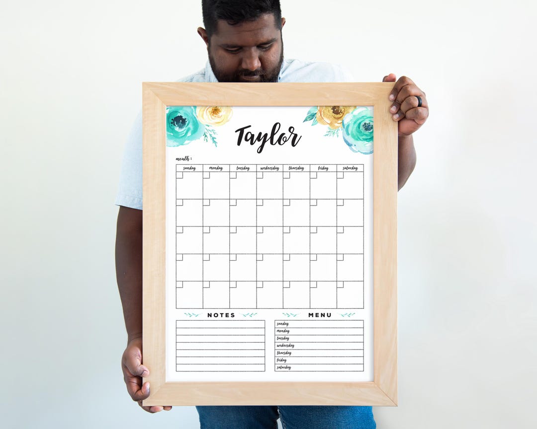 Watercolor Calendar Teal Pranith Blonde! Dry Erase Calendar MEDIUM ...