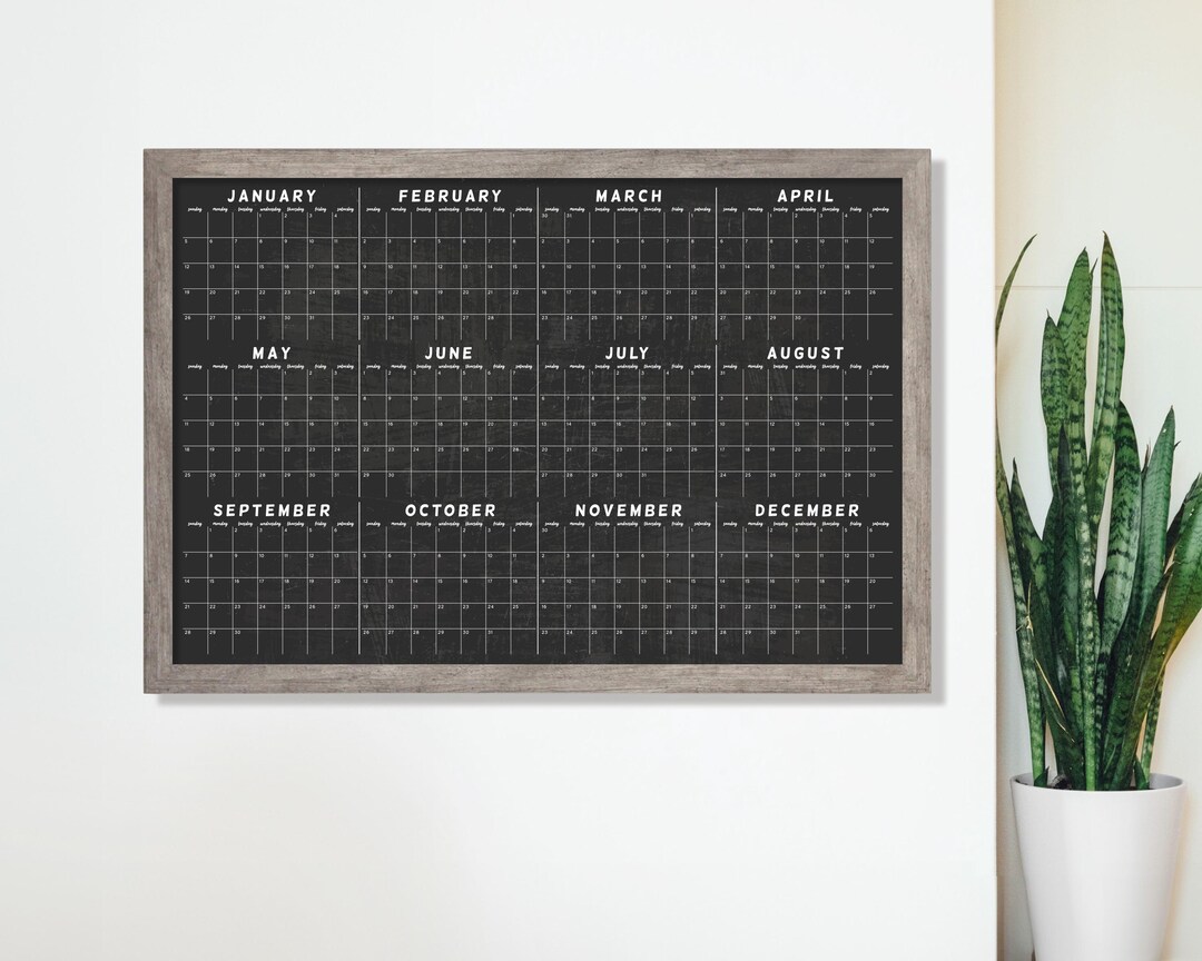 2025 Horizontal Yearly Calendar With DATES Font 2 Annual Calendar FULL ...